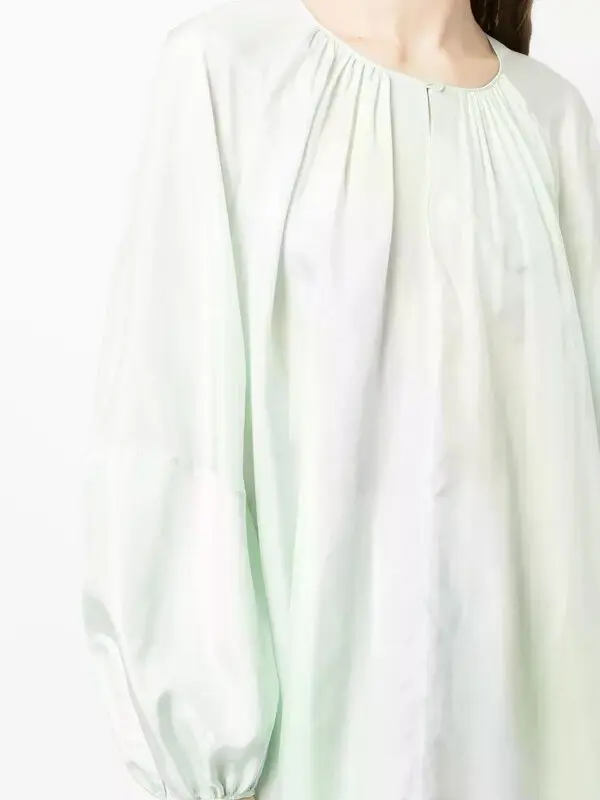 JOSEPH Gathered Neckline Silk Blouse - Green
