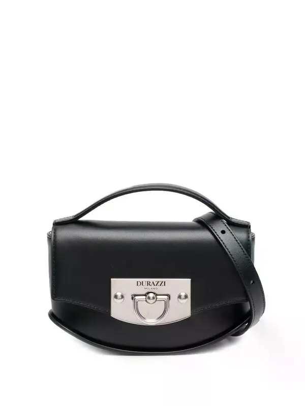 DURAZZI MILANO Flip-lock Leather Shoulder Bag - Black