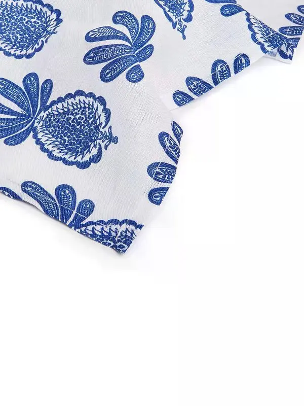 La DoubleJ Pineapple-print Linen Napkins - White