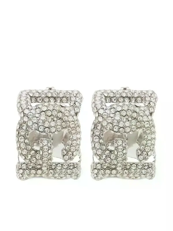 Dolce & Gabbana Logo Crystal-embellished Earrings - Silver