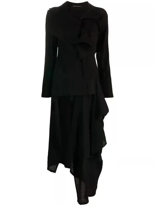 Yohji Yamamoto Ruffle-detail Asymmetric Coat