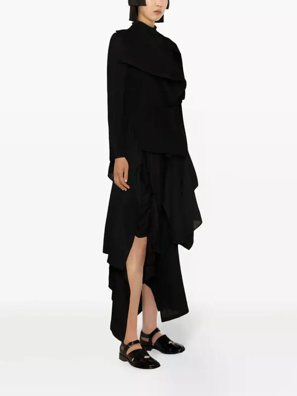 Yohji Yamamoto Ruffle-detail Asymmetric Coat