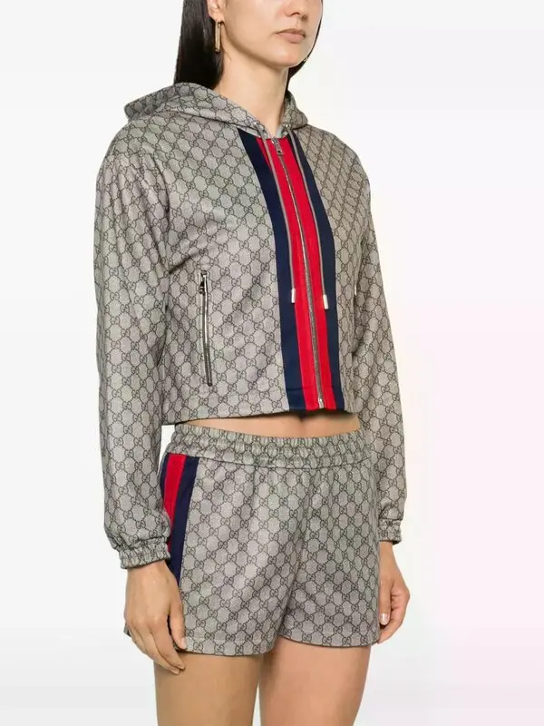 Gucci Gg-logo Zip-up Cropped Jacket