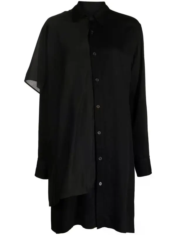 Yohji Yamamoto Satin Stole Shirtdress - Black