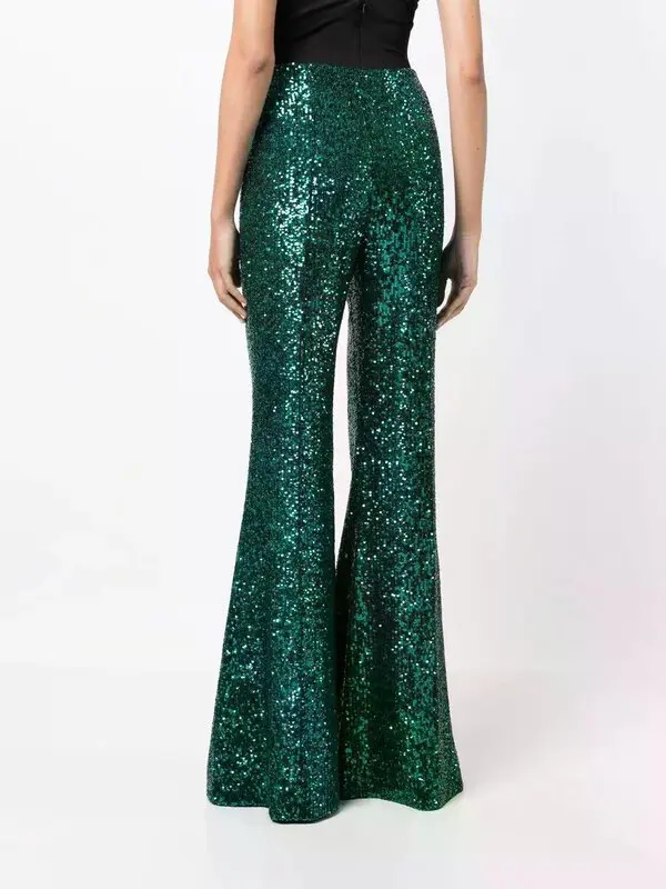 Elie Saab Sequin-embellished Flared Trousers - Green