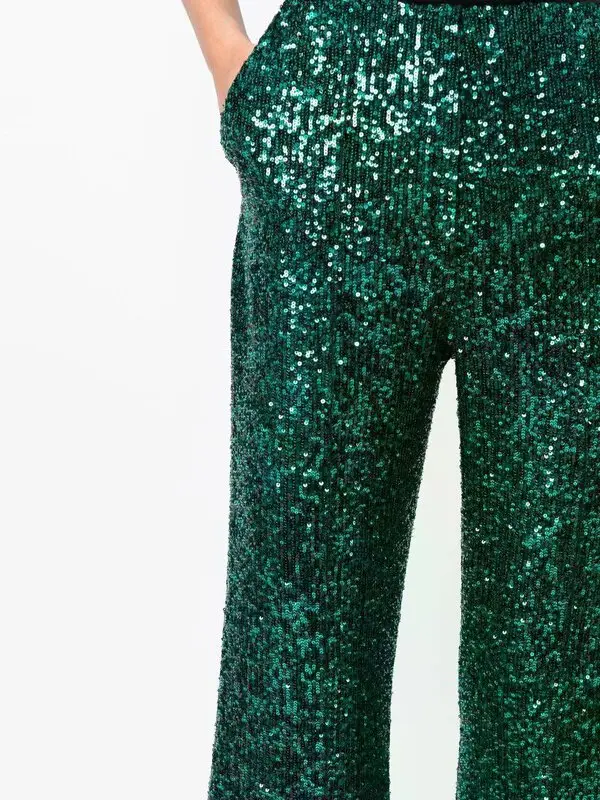 Elie Saab Sequin-embellished Flared Trousers - Green