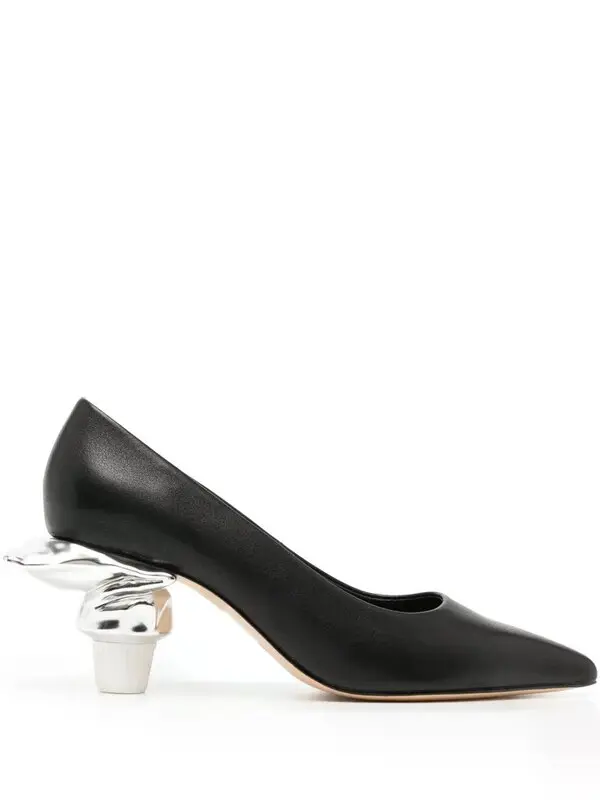 Mihara Yasuhiro Leather Pumps With Sculptural Heel