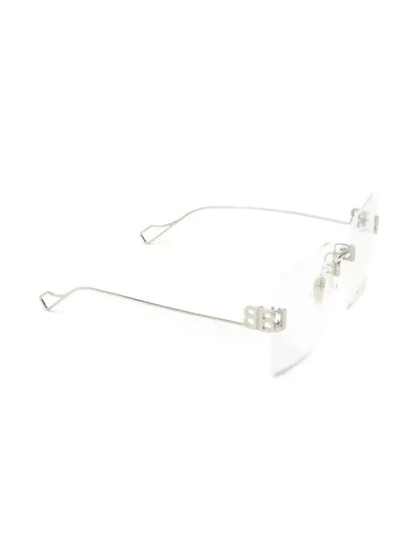 Balenciaga Bb Rimless Square Frame Glasses - Silver