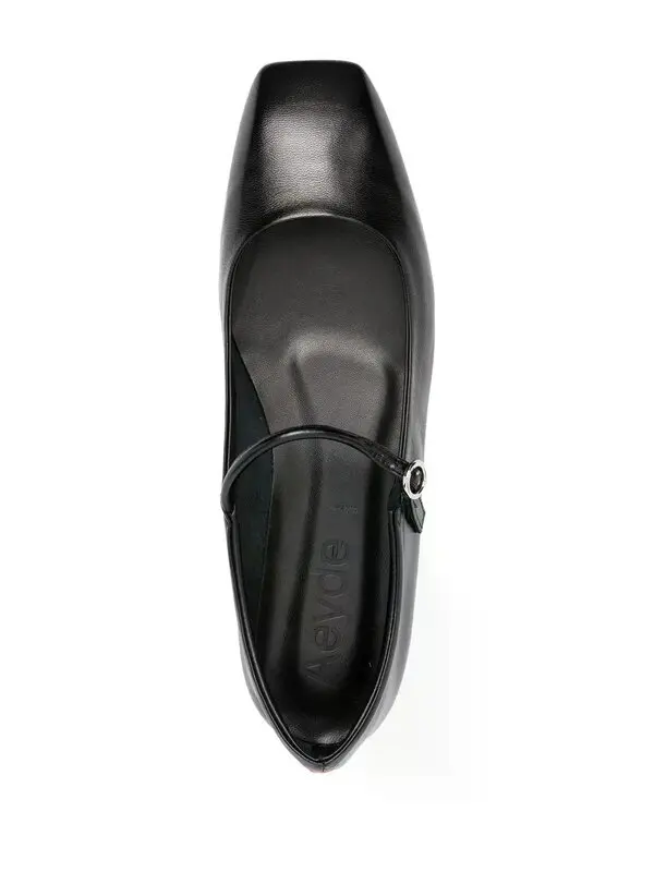 AeydĒ Mary Jane Leather Ballerina Shoes - Black