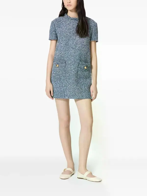 Valentino Garavani Tweed Denim Mini Dress - Blue
