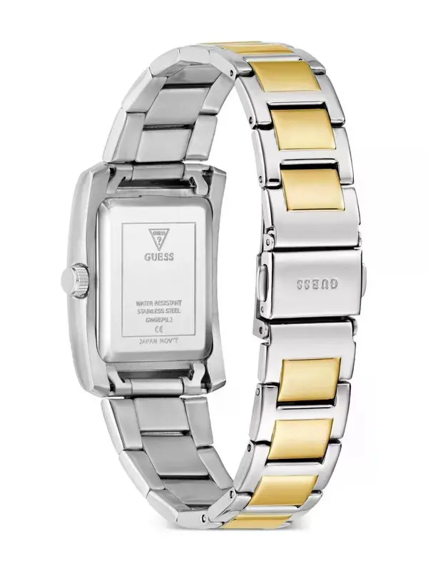 Guess Analog Stainless Steel Link Bracelet Watch With Emerald Dial And Crystal-encrusted Bezel