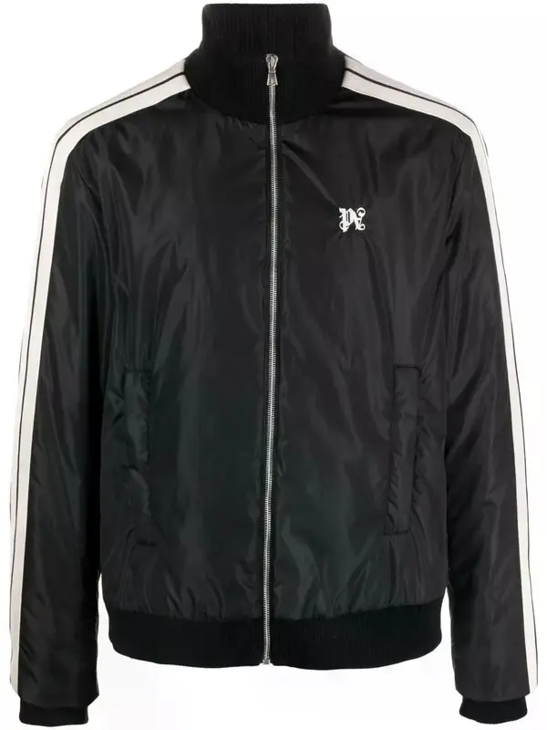 Palm Angels Monogram-embroidered Padded Bomber Jacket - Black