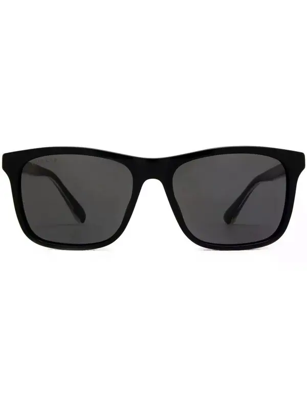 Gucci Web-stripe Square-frame Sunglasses - Black