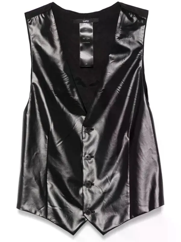 SAPIO Nº12a Wool Blend Waistcoat With Faux Leather Panelling