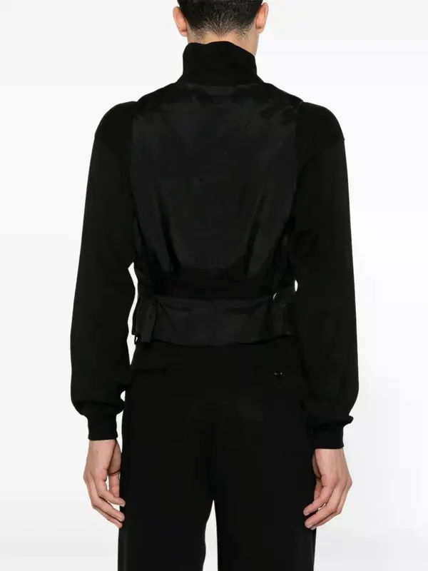 SAPIO Nº12a Wool Blend Waistcoat With Faux Leather Panelling