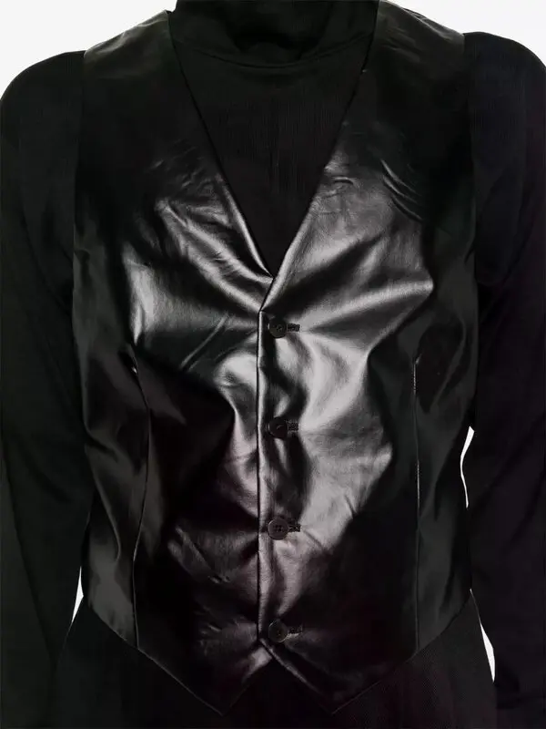 SAPIO Nº12a Wool Blend Waistcoat With Faux Leather Panelling
