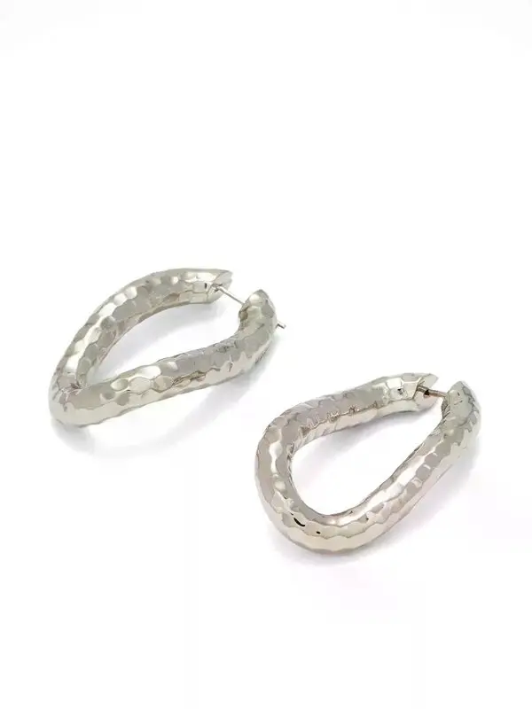 JIL SANDER Hammered Hoop Earrings - Silver