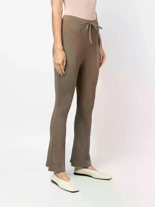 Nanushka Ribbed Knitted Cropped Flared Trousers - Brown