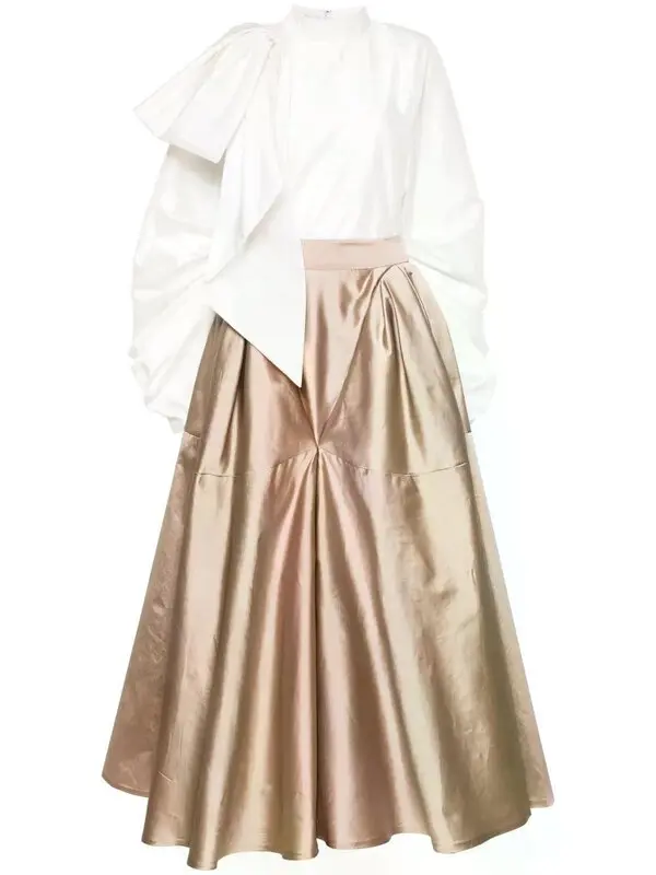 GABY CHARBACHY Satin Flared Skirt Set - Brown