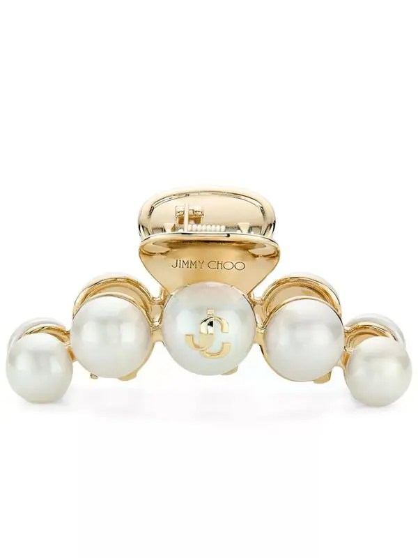 JIMMY CHOO Embellished Claw Clip With Faux Pearls - Gold