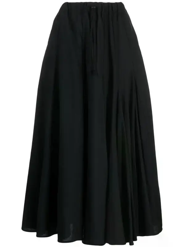 Yohji Yamamoto High-waisted Wool Midi Skirt - Black