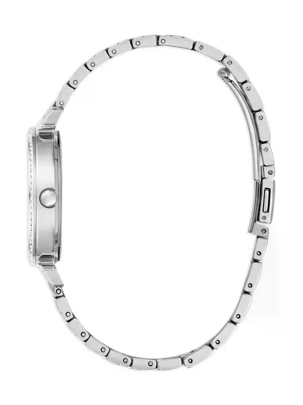 Guess Analog Watch With Crystal Embellished Bezel And Link Bracelet