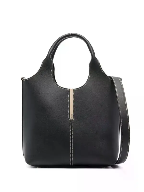 TOD'S Mini Leather Tote Bag With Lobster Claw Fastening - Black