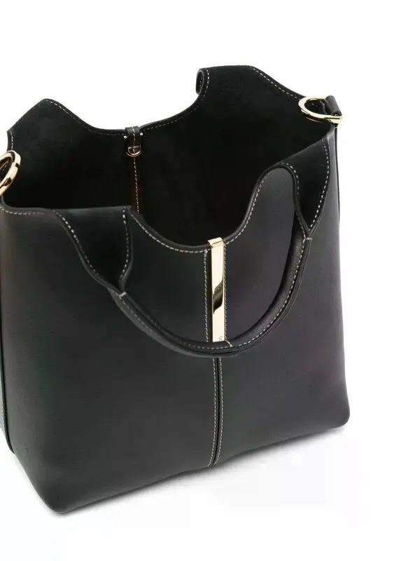 TOD'S Mini Leather Tote Bag With Lobster Claw Fastening - Black