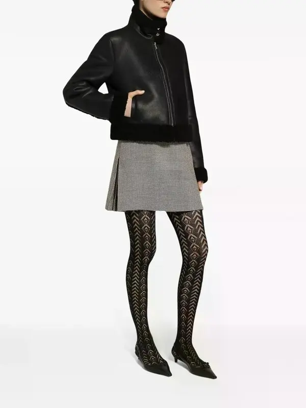Dolce & Gabbana Lambskin Biker Jacket With Shearling Trim