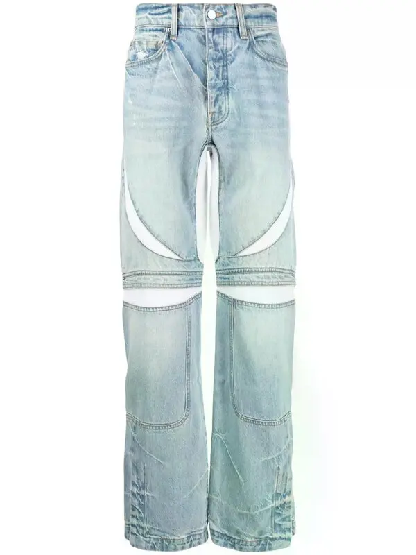 Amiri Mx-3 Straight-leg Jeans With Mesh Panelling - Blue