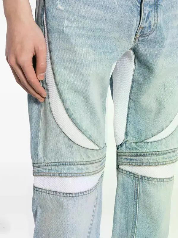 Amiri Mx-3 Straight-leg Jeans With Mesh Panelling - Blue