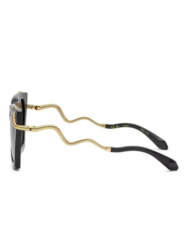 Roberto Cavalli Exaggerated Cat-eye Sunglasses With Gold-tone Chain Detail - Black