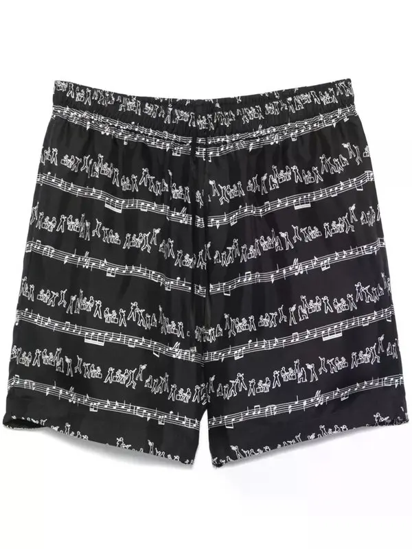 Amiri Jazz Band Print Shorts - Black