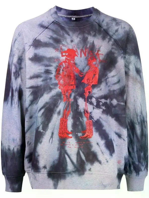 STAIN SHADE Hiroshi Fujiwara Tie-dye Print Sweatshirt - Blue