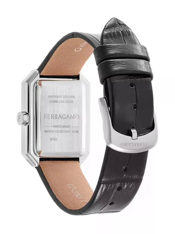 FERRAGAMO Crystal Tank Stainless Steel Watch