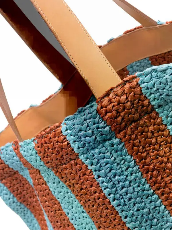 La DoubleJ Riviera Striped Raffia Tote Bag