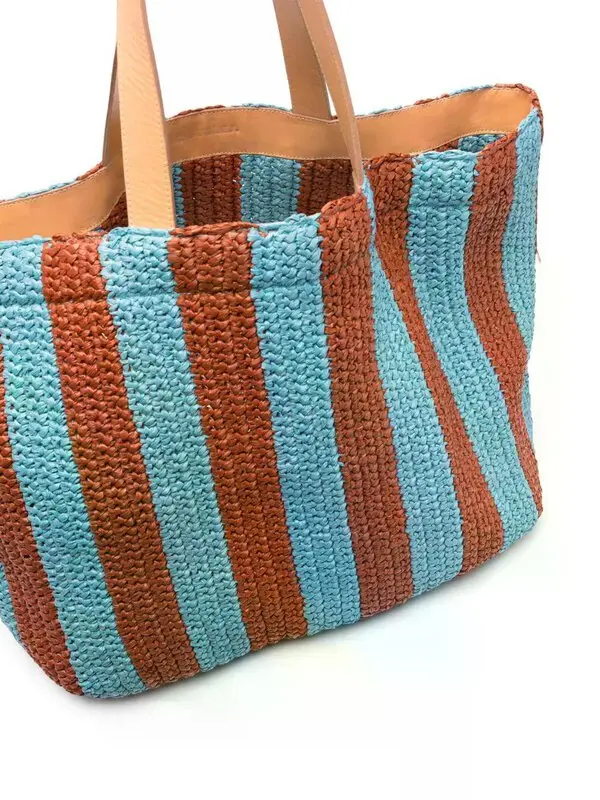 La DoubleJ Riviera Striped Raffia Tote Bag