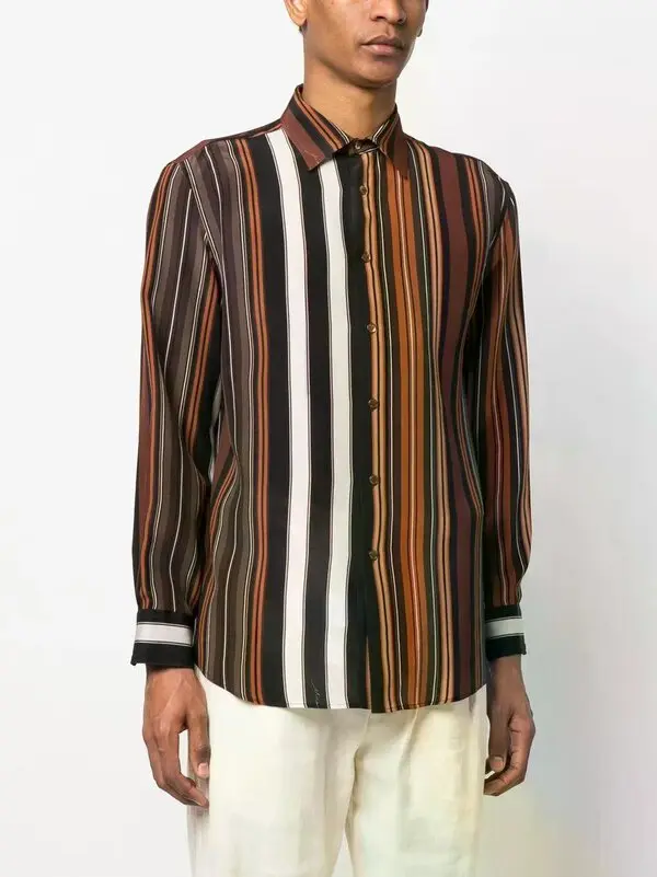 Etro Striped Long-sleeve Silk Shirt