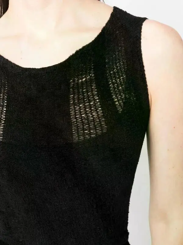 VITELLI Semi-sheer Knit Cropped Top - Black