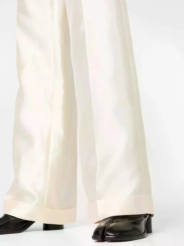 MAISON MARGIELA Straight-leg Silk Trousers - Neutrals