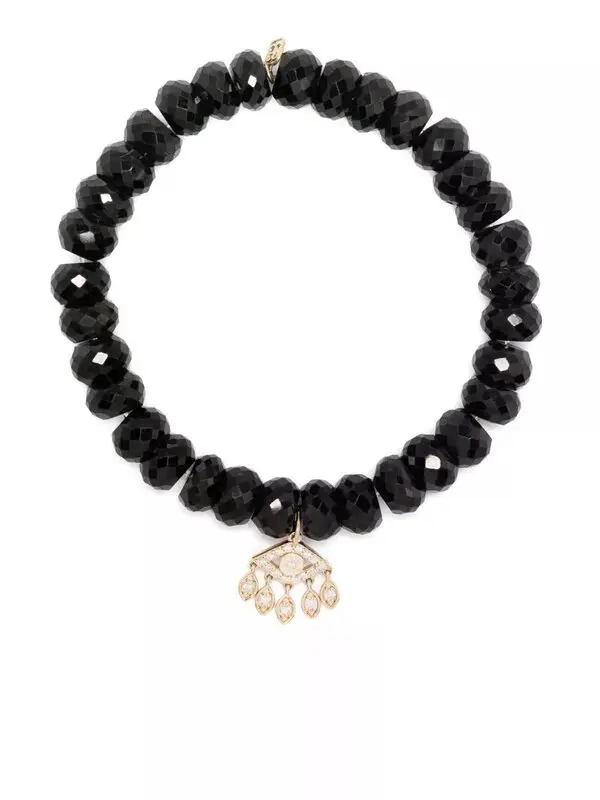 SYDNEY EVAN 14kt Yellow Gold Multi-stone Evil Eye Bracelet - Black