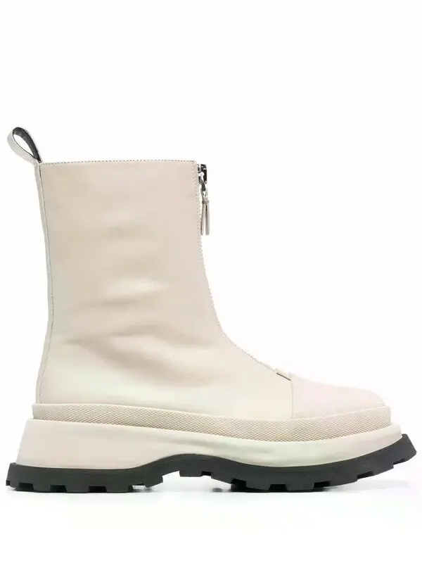 JIL SANDER Leather Front-zip Ankle Boots