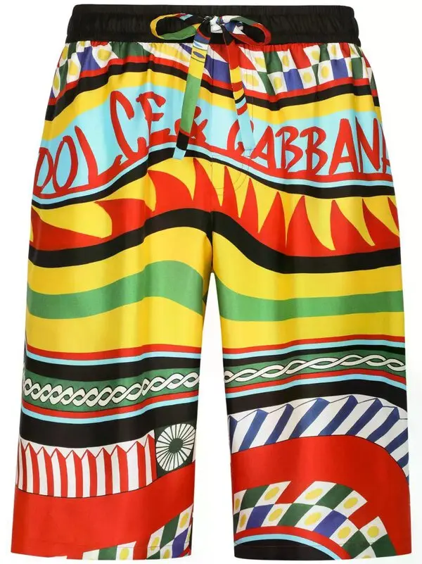 Dolce & Gabbana Printed Silk Bermuda Shorts - Multicolour