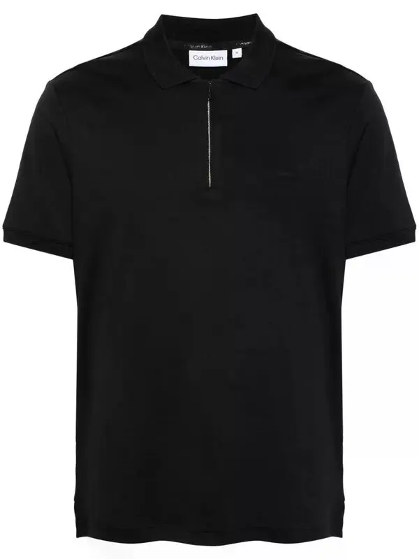 Calvin Klein Logo-patch Organic Cotton Polo Shirt - Black