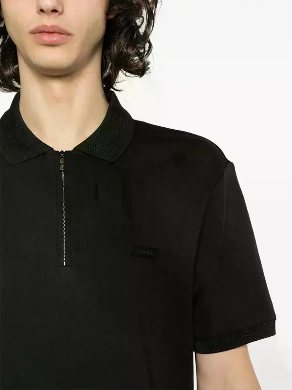 Calvin Klein Logo-patch Organic Cotton Polo Shirt - Black