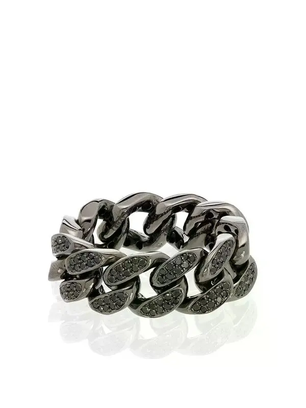 Shay 18k Gold Diamond Chain Ring - Black