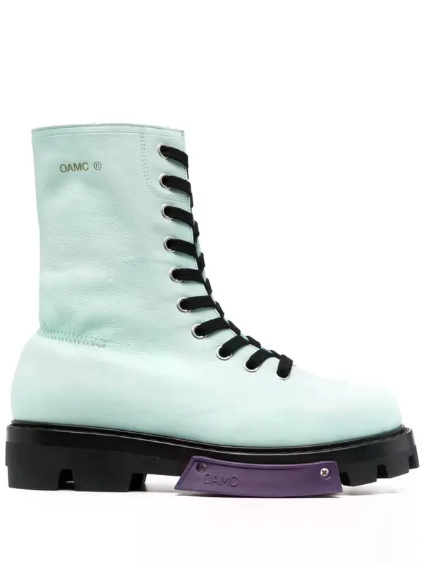 OAMC Logo-print Lace-up Ankle Boots - Blue