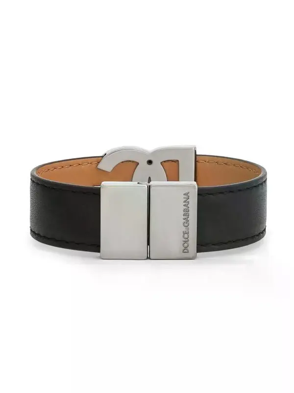 Dolce & Gabbana Logo Plaque Leather Bracelet