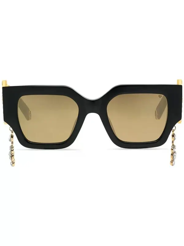 Philipp Plein Square Logo-plaque Sunglasses - Black
