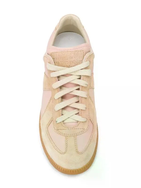 MAISON MARGIELA Replica Panelled Leather And Suede Sneakers - Pink